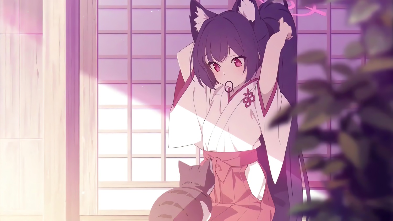 yanggaengwang blue archive kuromi serika animal ears halo miko neko nekomimi | #1176439 | yande.re